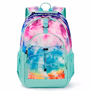Choco Mocha Tie Dye Backpack for Teen Girls, Travel School Backpack for Girls Middle School Large Bookbag 18 Inch, Teal Green