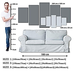 AWLXPHY Decor Abstract Canvas Wall Art Red Black Grey for Living Room Decor 5 Pieces Framed Painting Modern Simple Circle Round Line HD Print Artworks Giclee(White, W40 x H20)