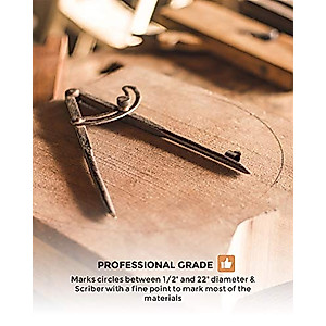 Nicpro 8 Inch Compass for Woodworking with Wing and Pencil Holder, Professional Carpenter Pencil Compass Great for Geometry, Drawing, Drafting