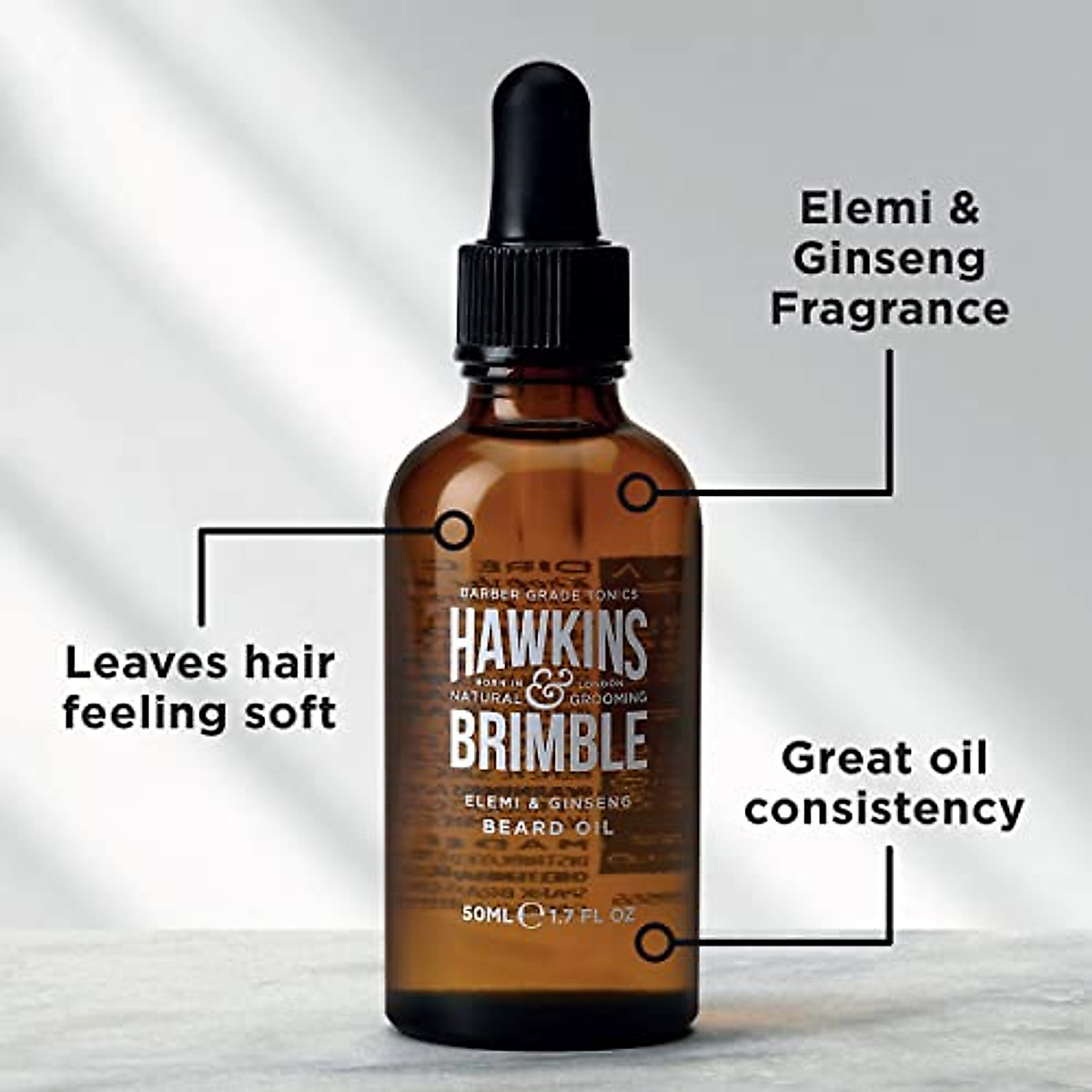 Hawkins & Brimble - Beard Oil for Men, 50ml - Promotes Beard Growth Oil for Grooming, Styling, Softener, Repair and Nourishing - Argan and Olive oil - Beard Care Routine with Shea Butter and Vitamin E