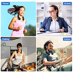 Portable Neck Fan Rechargeable, Personal Neck Cooling Fan, Hands Free Bladeless Fan, Ultra Quiet, 3 Speeds Adjustable Strong Wind, 4000 mAh Battery Operated, Gifts for Men Women Mom Dad(Black)