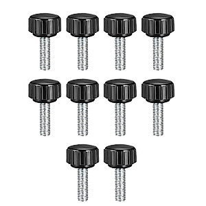 uxcell M5 x 20mm Metric Male Thread Knurled Clamping Knobs Grip Thumb Screw Hand Clamping Handle Bolt with 15mm Plastic Knobs Black 10 Pcs