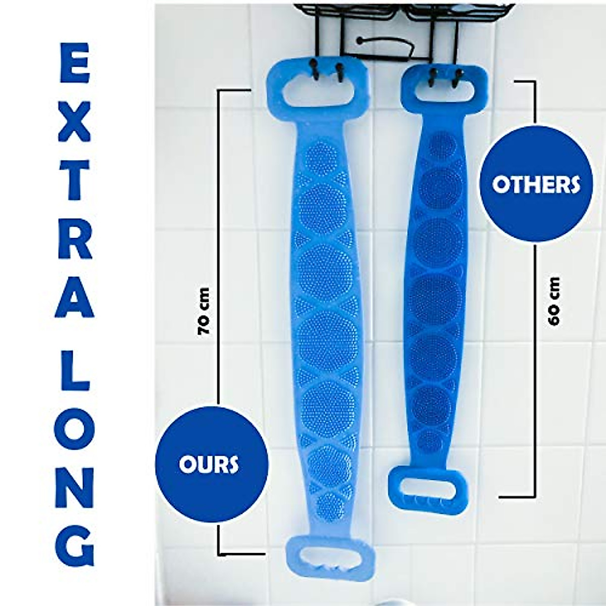 Silicone Back Scrubber for Shower I 2 Pack Extra Long Silicone Bath Body Brush Body scrubbers for use in Shower | scrubby Buddy Back Scrubber | Silicone Body Scrubber | Back Washer for Shower