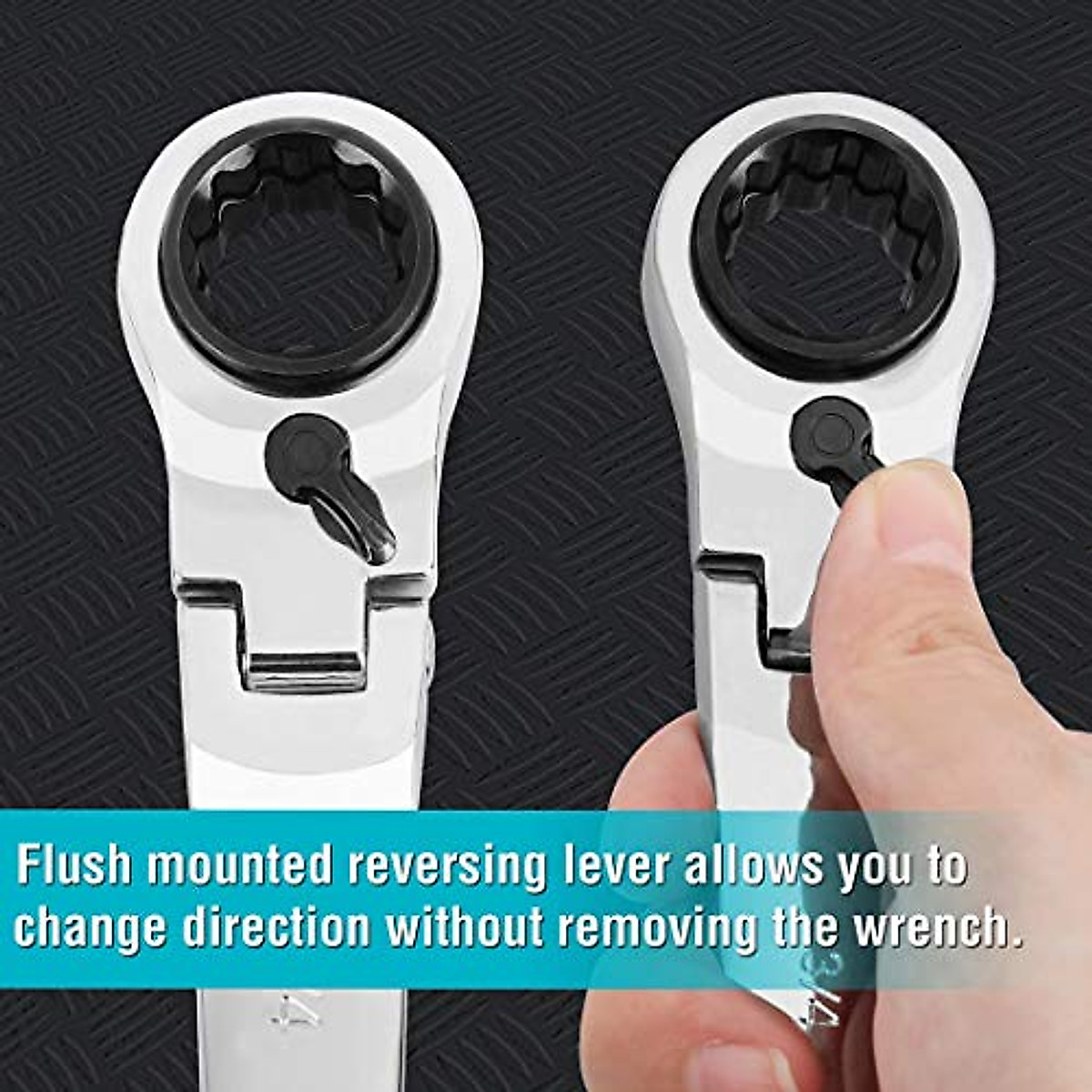 DURATECH 4-in-1 Flex-Head Reversible Ratcheting Box Wrench Set, SAE, 2-Piece, 5/16'' to 3/4'', 12 Point, CR-V, with Rolling Pouch