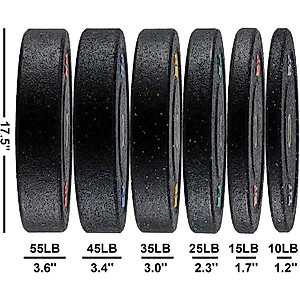 papababe Bumper Plates, High-Bounce Olympic Weight Plates with Colored Fleck-Rubber Weights Plates for Weight Lifting and Strength Training (160 lb set)