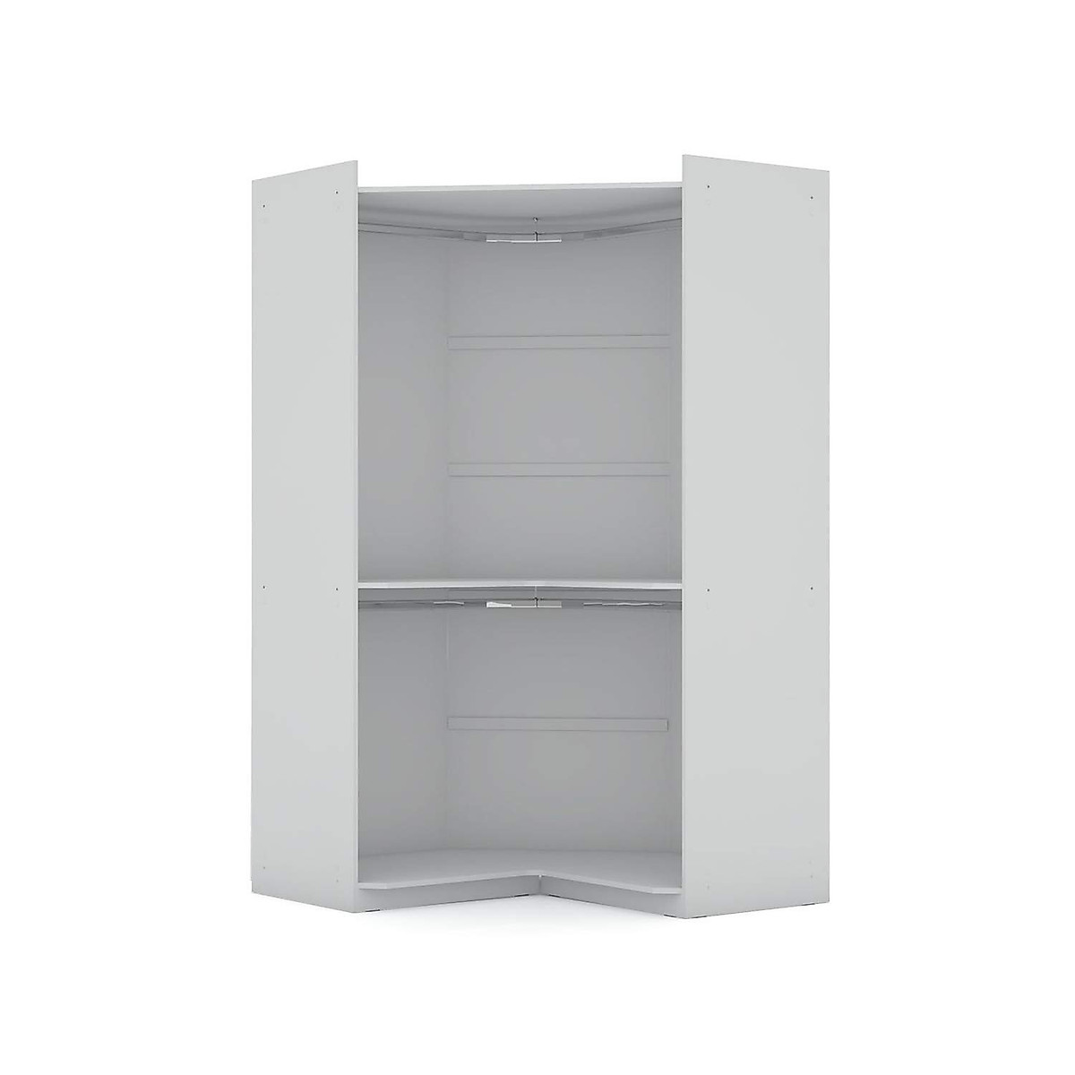 Manhattan Comfort Rockefeller Ultra Modern Open Corner Bedroom Closet with 2 Hanging Rods, 65.91", White