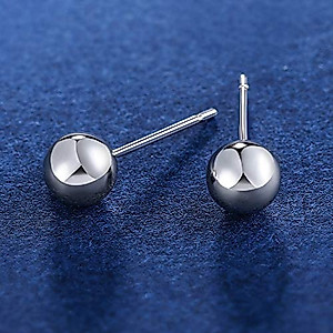 MDFUN 6 Pairs Surgical Stainless Steel Round Ball Stud Earrings Set for Women Men 3-7mm