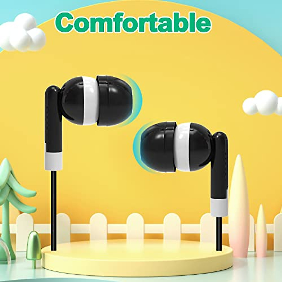 Hongzan 100 Pack Classroom Earbuds Headphones Bulk for School Kids Children, Wholesale Durable Earphones Class Set for Students (100 Black)