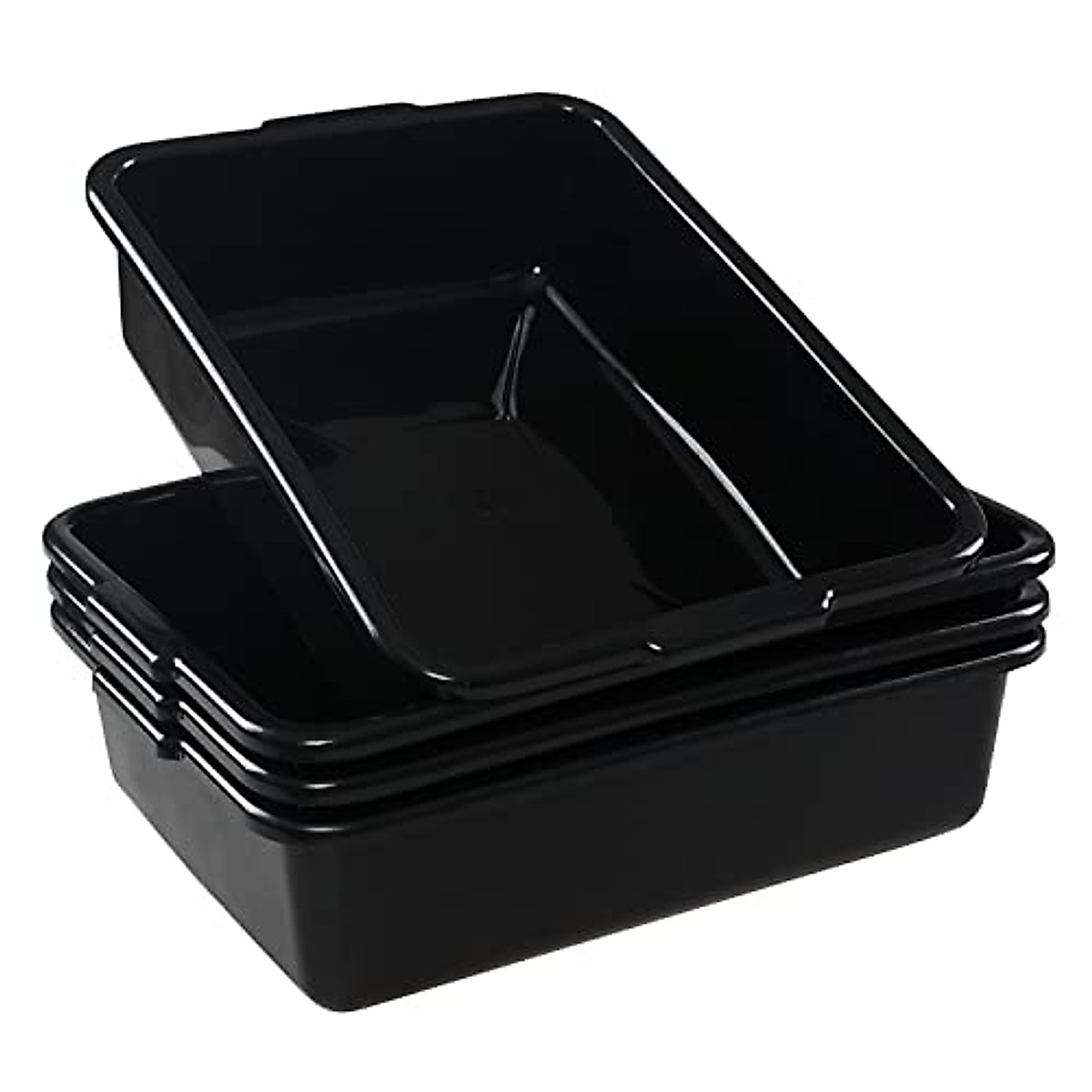 Cinkyou 13L 4-Pack Commercial Bus Tub, Plastic Bus Box, Black