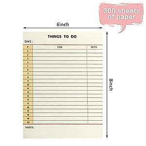 300 Sheets Library Card To Do List Notepad Things To Do Memo Writing Pad Daily Reminder Planner Notebook Office List Planning Project Homework Pad for Daily Task, 6 x 8 Inches