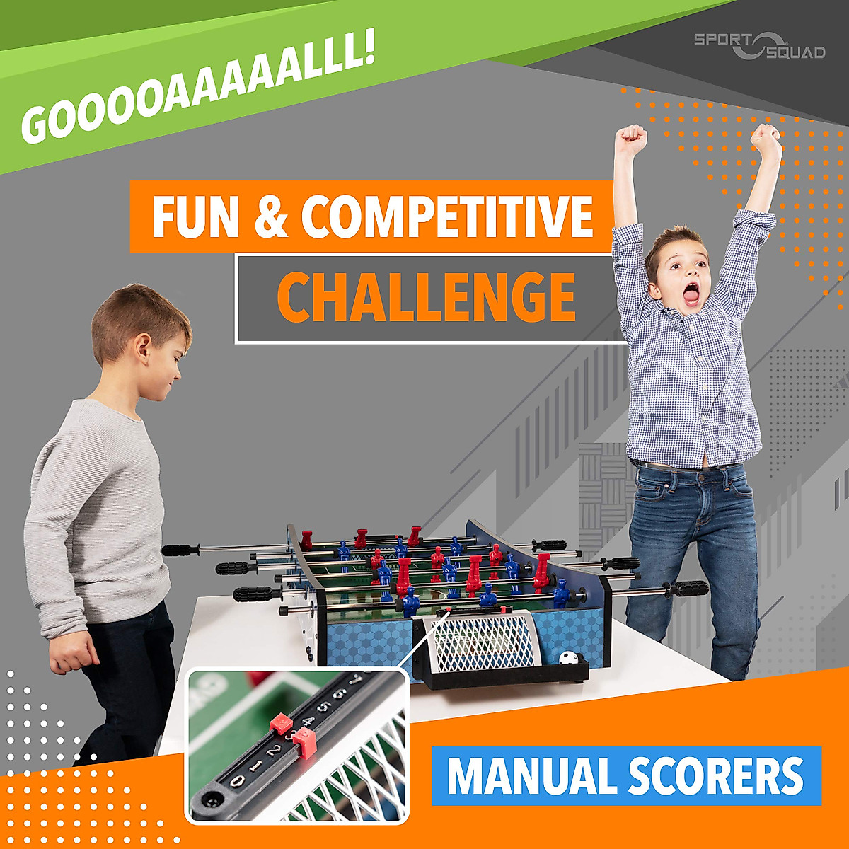 Sport Squad FX40 40 inch Table Top Foosball Table for Adults and Kids - Compact Mini Tabletop Soccer Game - Portable Recreational Hand Soccer for Game Room & Family Game Night - Incl. 2 Foosball Balls