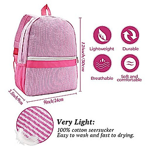 GFU Toddler Backpack, Seersucker Gingham Kids Backpack for Boys and Girls, Preschool Kids Backpack, Lightweight Schoolbag for Child, Small…