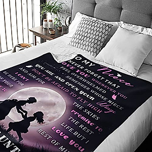 TUCVHOX Niece Gifts Blanket, Niece Gifts from Auntie, Gifts for Niece from Aunt, Niece Birthday Graduation Gifts, Aunt and Niece Gifts, Niece Blanket Throw 60"x50"
