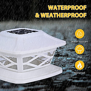 TWINSLUXES Solar Post Lights Outdoor 2 Modes Waterproof LED Solar Fence Cap Light for3.5x3.5 4x4 5x5 and 6x6 Post in Patio,Deck Walkway and Garden Decoration.(White 2 Pack)………