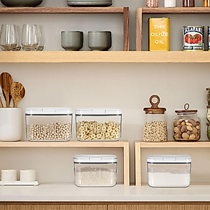 KoKone Flour Storage Container Airtight Rice Container for Kitchen Plastic Rice Dispenser with Lid & Cup Practical Food Storage Container for Grain Sugar Oatmeal Laundry Pods Dishwasher Pods