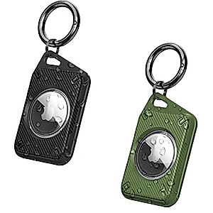 Olytop Waterproof AirTag Holder for Apple Airtag Keychain Case,Water Resistance Shockproof Anti-Scratch TPU & Clear PC Double ProtectionS Case for Apple Air Tag Tracker Key Ring, Black+Green