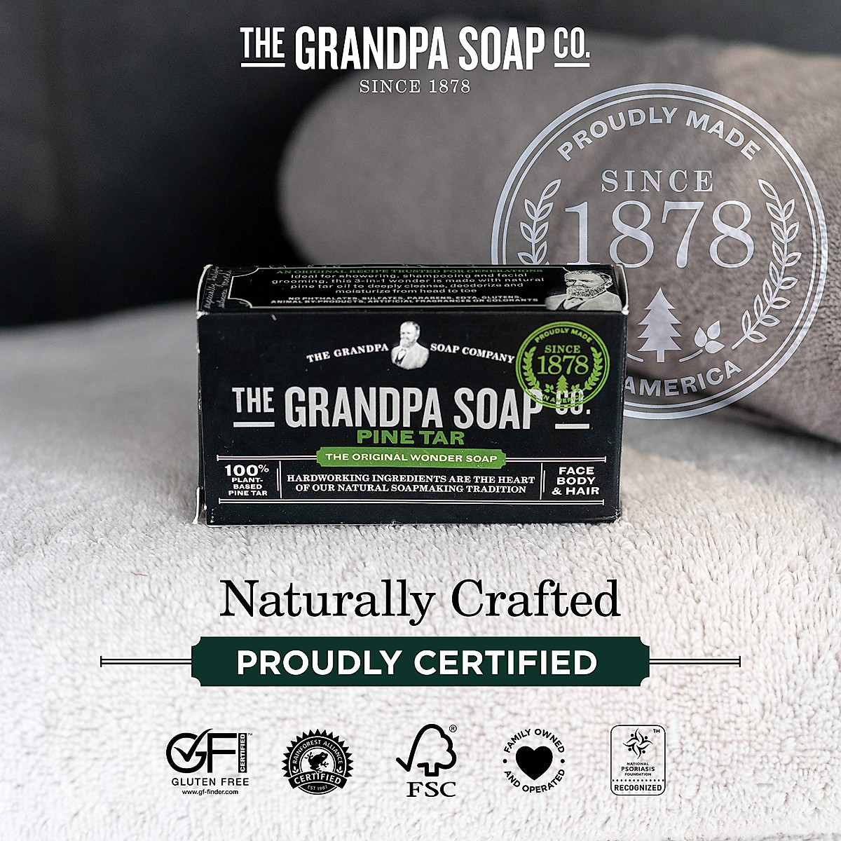 Pine Tar Bar Soap by The Grandpa Soap Company | The Original Wonder Soap | 3-in-1 Cleanser, Deodorizer & Moisturizer | 4.25 Oz. Each ? 3 Pack