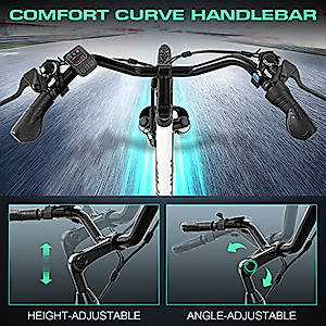 Vivi Electric Bike, 26" Electric Cruiser Bike 500W Ebike Electric Bike for Adults, Removable Battery, Professional 7 Speed E-Bike, Electric City Commuter Bicycle