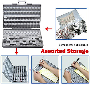 Two SMD SMT Resistor Capacitor 1206 0805 0603 Box Organizer Craft Beads Storage 144 Compartments for Each Box