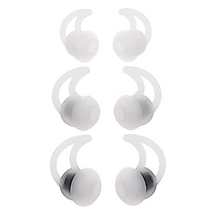 Micro Traders 3 Pairs Replacement Earbuds Ear Tips Silicone in Ear Earphones Noise Isolation Ear Tips Compatible with Bo-se QC20 QC20i SoundSport SIE2i IE2 IE3 Earphones White S M L