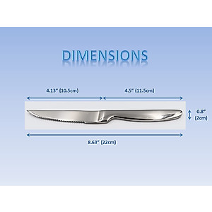 TAFAAL Set of 12 Stainless Steel Steak Knives, Corrosion Resistant, Serrated Sharp Blade, Stainless Steel Handle, Kitchen Table Knife