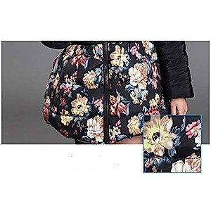 SS&CC Girls' Long Flower Printing Bowknot Winter Hooded Down Jacket 10-12 Years