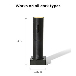 RBT Electric Corkscrew Wine Opener with Foil Cutter and Marble Charging Base, Black