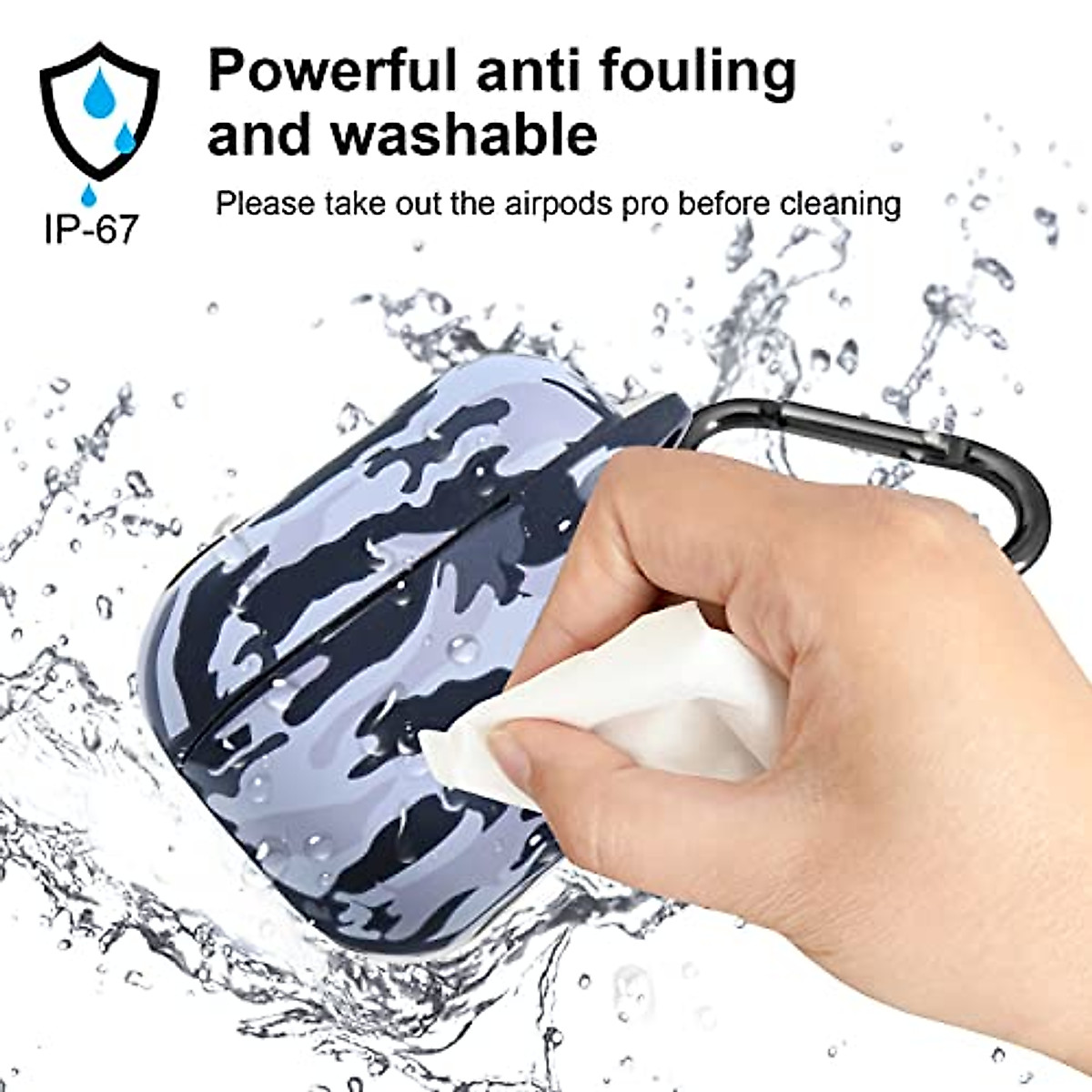 AGAOSH for Airpods Pro Case Cute Cover with Keychain,Full Protective Camo Color Silicone Airpod Case for Women Men Girl, Compatible for Air pods Pro Wireless Charging Case,Front LED Visible camo