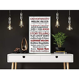 Calien Grandparents House Rules Gifts for Grandma and Grandpa Decorative Wall Art Sign Plaque 13.5 x 8 Inch