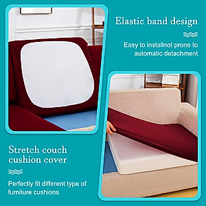 14 Pcs Stretch Patio Cushion Covers Outdoor Cushion Covers,for Outdoor Couch Cushion Covers Replacement,Outdoor Sofa Covers Patio Slipcovers Couch Cover,Washable Furniture Cover (Wine Red,Cover Only)