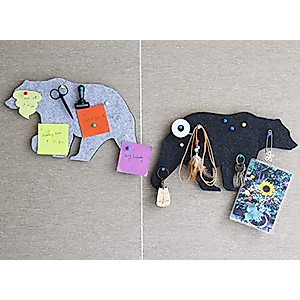 Omitfu Bulletin Strip Bar 2Pcs Bear Shape Felt Pin Board Self Adhesive Cute Bulletin Memo Boards Strip Wall Decorative Tiles with Pushpins - 14 x 8 x 0.5 inches