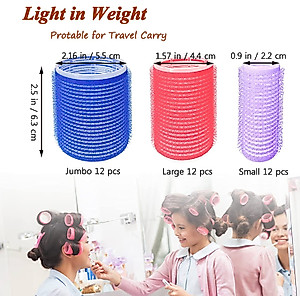 Jumbo Hair Rollers, 36 Packs Large Rollers For Hair, Self Grip Salon Hairdressing Curlers, Hair Curlers Sets, DIY Curly Hairstyle, Colors May Vary, (12xJumbo+12xLarge+12xSmall)
