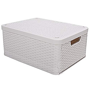 YunNasi Foldable Wardrobe Storage Box Organiser Basket Containers with Handles Folding Stackable Storage for Home,Office,Nursery School Shelf Baskets to Tidy clothes,Toys,Snacks,Books,Cosmetics (17in(L)*13in(W)*9.65in(H))