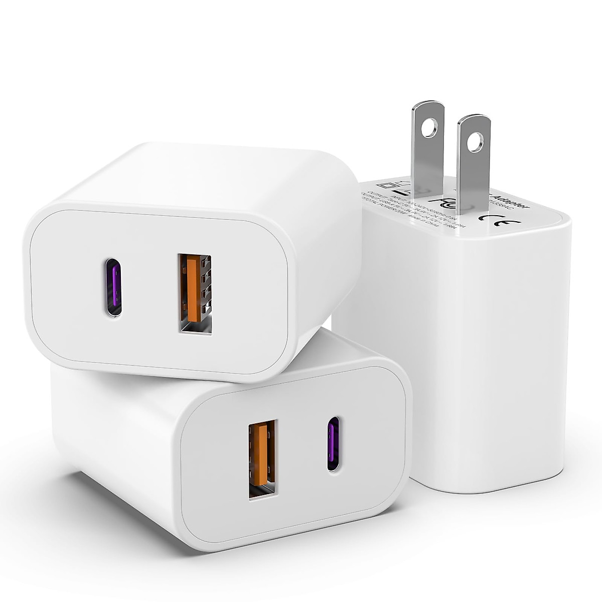 3 Pack i Phone 15 14 13 USB C Charger Block, iGENJUN 20W Dual Port QC + PD 3.0 Power Adapter Wall Charger, Double Fast Plug Charging Brick for i Phone 15/15 Pro/14/13/12/X, Samsung Galaxy - White