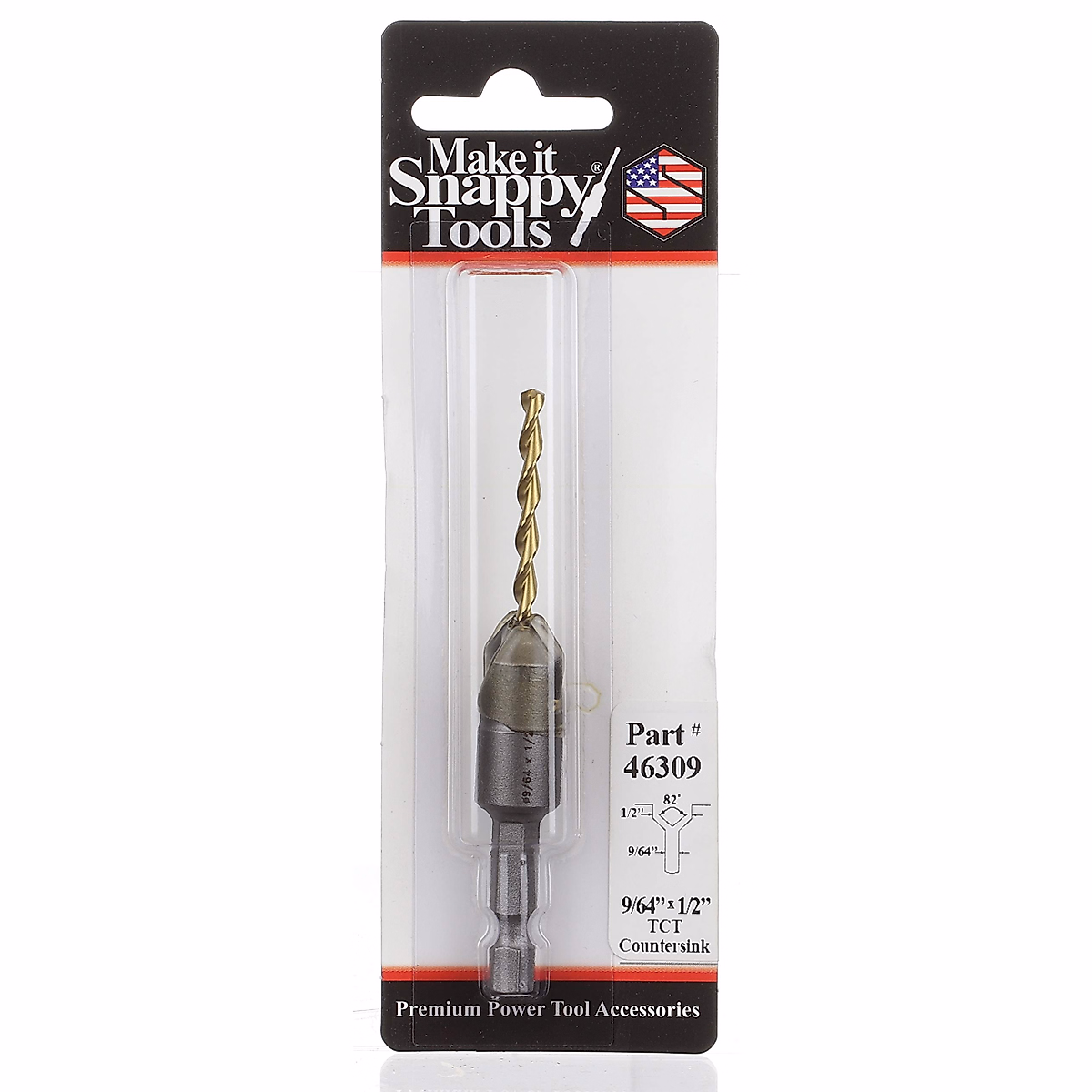 Make it Snappy Tools 9/64 Inch x 1/2 Inch Tungsten Carbide Tipped Countersink with TiN Coated Parabolic Flute Twist Drill #46309