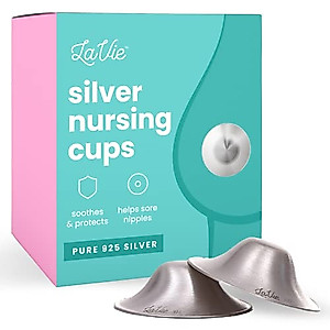 LaVie Silver Nursing Cups, Soothing Protection for Nursing Nipples, Calming Relief for Breastfeeding Moms, Silver Nipple Covers All Natural (Size 1)