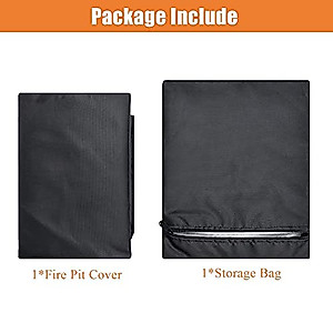 Flymer Gas Fire Pit Cover Square 21x21x35 Inches High Density Waterproof Patio Fire Table Cover, Durable Fire Pit Column Cover with Windproof Drawstring, Black