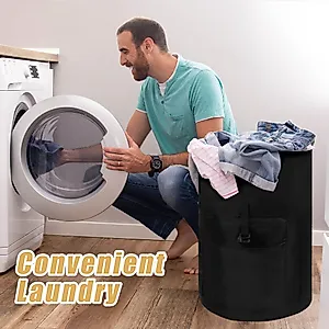 MABOZOO Laundry Bag Backpack for Separating Clothes,Laundry Hamper Bag with 3 Pockets for Laundromat,Travel,Extra Large Backpack Hamper with Adjustable Shoulder Strap,Hanging Laundry Bag for College