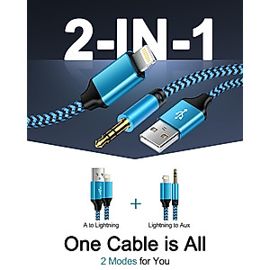 Car Aux Cord for iPhone, Lightning to 3.5mm Male Audio 2-in-1 MFI Certified 4ft Auxiliar & Charging Cable for Car/Home Stereo Speaker Headphone Compatible with iPhone 14 13 12 11 Pro Max XR X 8 Plus