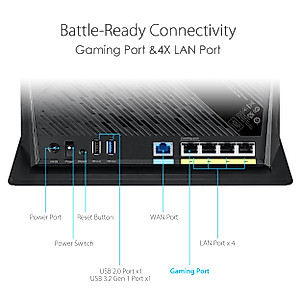 ASUS AX5700 WiFi 6 Gaming Router (RT-AX86S) – Dual Band Gigabit Wireless Internet Router, up to 2500 sq ft, Lifetime Free Internet Security, Mesh WiFi Support, Gaming Port, True 2 Gbps (Renewed)