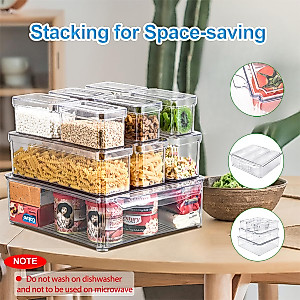 Pure Future Set of 10 Refrigerator Organizer Bins Stackable with Lids, Fridge Organizers and Storage Clear, BPA-Free, Fridge Storage Containers for Fruits & Vegetables