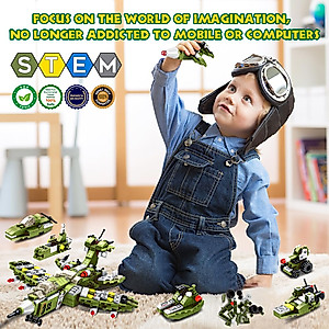 VATOS STEM Building Toys, 576 PCS Warcraft STEM Toys for 6 Year Old Boys 25-in-1 Engineering Building Bricks Destroyer Fighter Vehicles Blocks Kits Best Gifts for Kids Aged 6 7 8 9 10 11 12 Yr Old