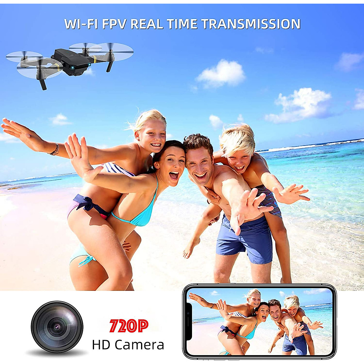 Falcon X 4K Drone with Camera for Adults Upgraded Edition Wide-Angle HD WiFi FPV Live Video - QuadAir Skyline X Foldable, Beginners, Gesture Photo, Altitude Hold, Includes Case and 2 Batteries