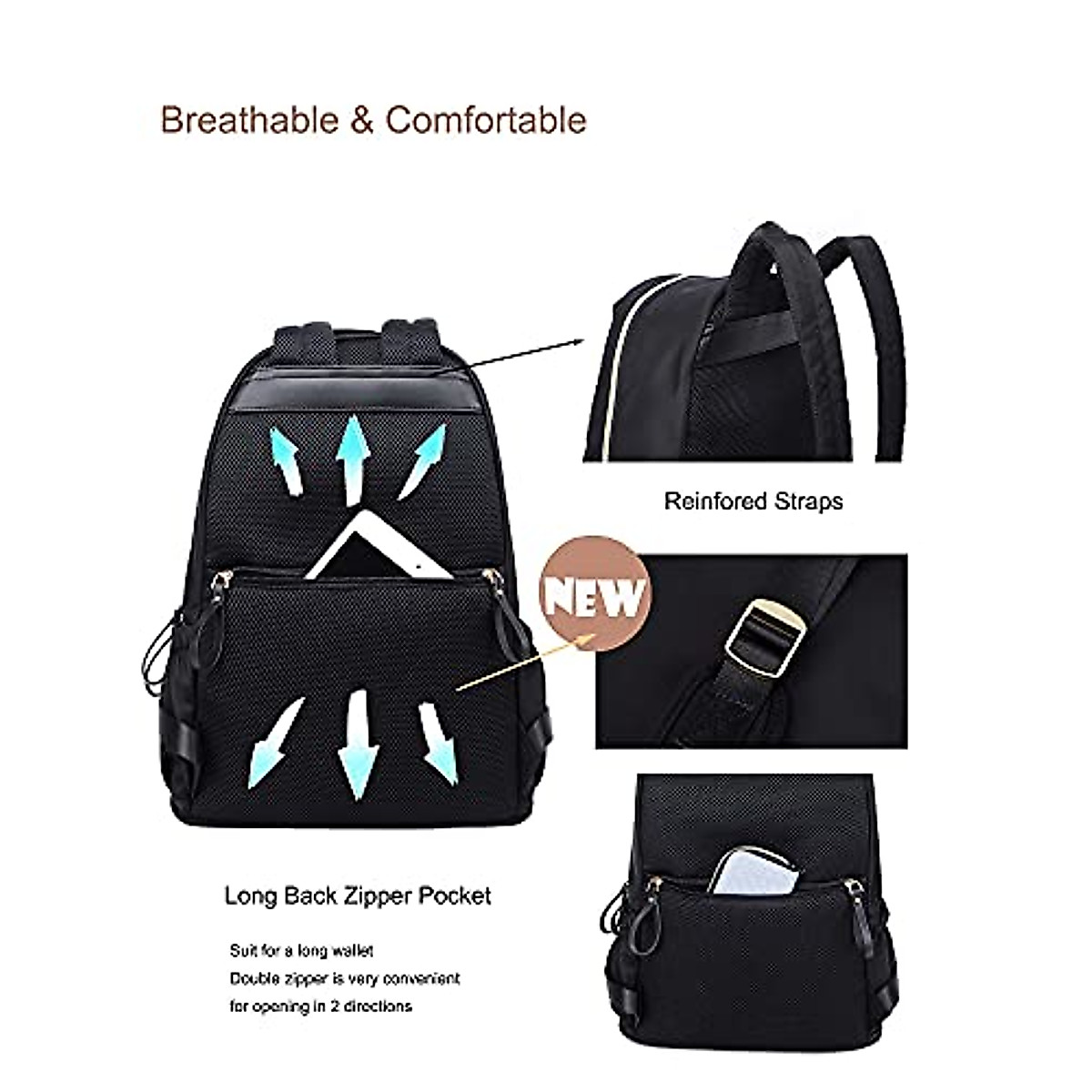 PAOIXEEL 14 Pockets Fashion Backpack, Anti-theft Water Resistance Lightweight Diaper Bag Backpack for Casual Daypack Outdoor