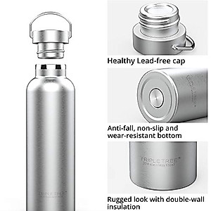 Triple Tree 34OZ Vacuum Insulated Stainless Steel Water Bottle, Double Wall Wide Mouth Lids Keeps beverage Hot or Cold Sweat Proof