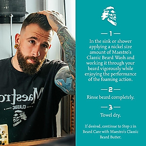 Maestro's Classic BEARD WASH | Anti-Itch, Deep Cleaning, Non-Drying, Fully Hydrating Gentle Cleanser For All Beard Types & Lengths- Speakeasy blend, 4 Ounce