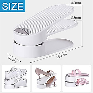 ALWWL White Shoe Storage Rack, Integrated Household Adjustable Double Tiers Shoes Slots, for Livingroom Bedroom Bathroom- 16 Pcs