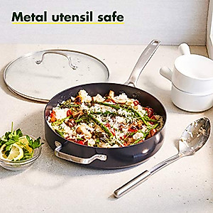 GreenPan SearSmart Hard Anodized Healthy Ceramic Nonstick, 5QT Saute Pan Jumbo Cooker with Helper Handle and Lid, PFAS-Free, Textured Surface, Dishwasher Safe, Black