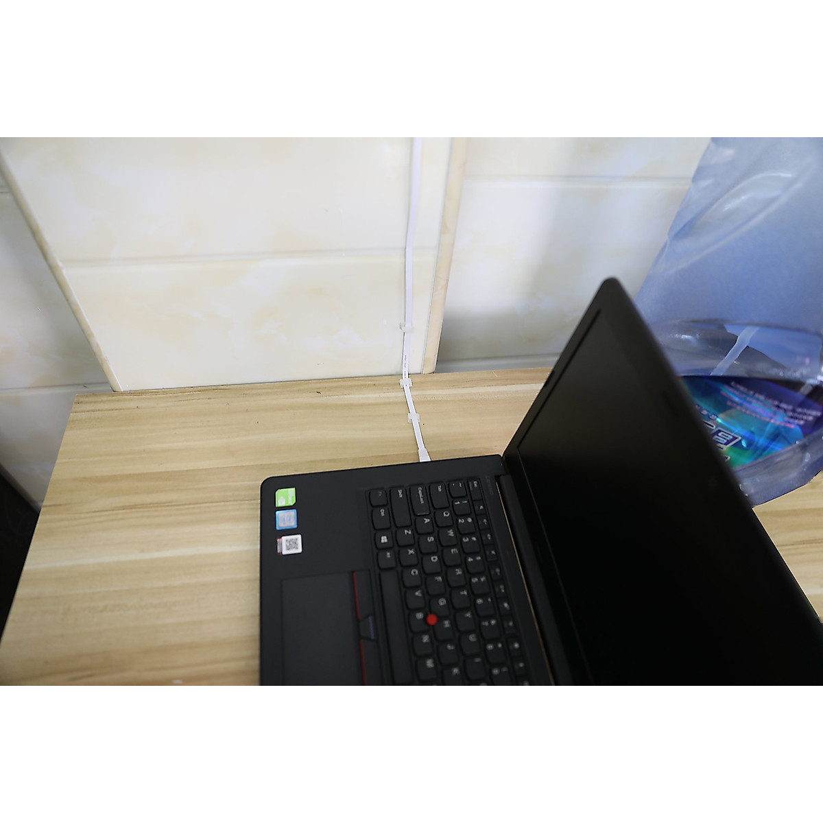 Ruaeoda Ethernet Cable Clips, 60 Pack 8mm Self-Adhesive Wire Clips, Cord Clamp Cable Management for Cat6 Cat5 and Cat7 Flat Ethernet Cable(White)