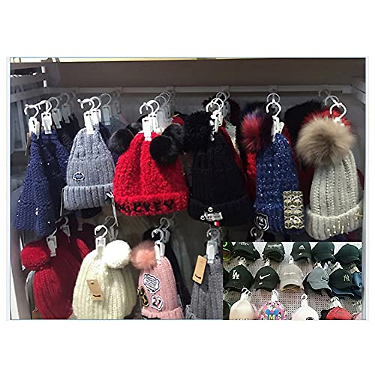 AKOAK 10 Pcs White Plastic Hat Clip Laundry Hanger Clip Multi-Function Rotable Curtains Clip Household Scarf Hanger Bathroom Towel Clip Suitable for Hats, Boots, Socks, Quilts, Clothes Clip